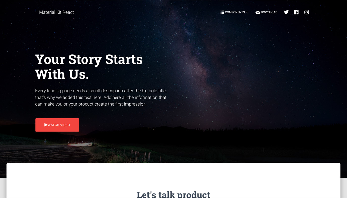 Material Kit React by Creative Tim