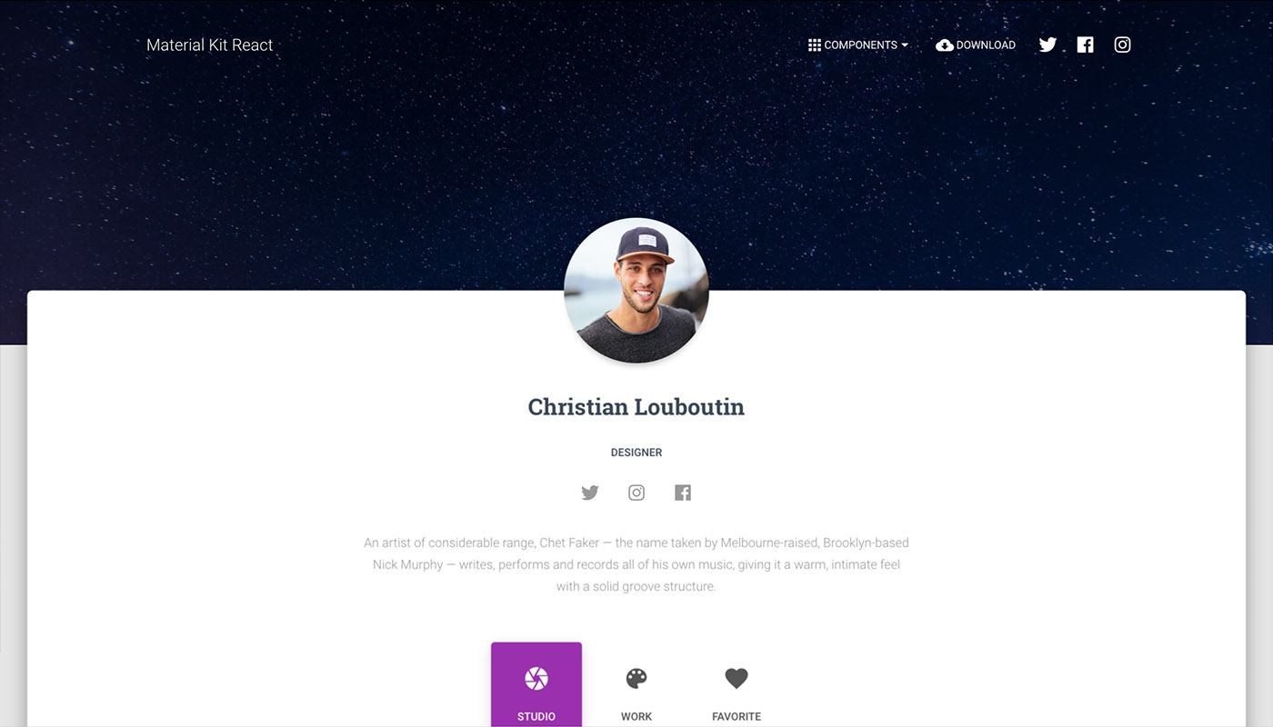 Material Kit React by Creative Tim